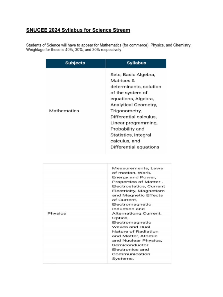 SSN Syllabus | PDF | Teaching Methods & Materials | Science & Mathematics