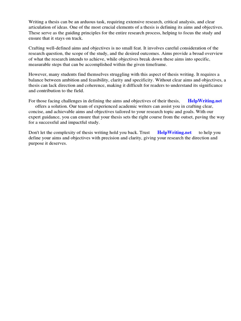 Aims and Objectives in Thesis Writing | PDF | Thesis | Goal
