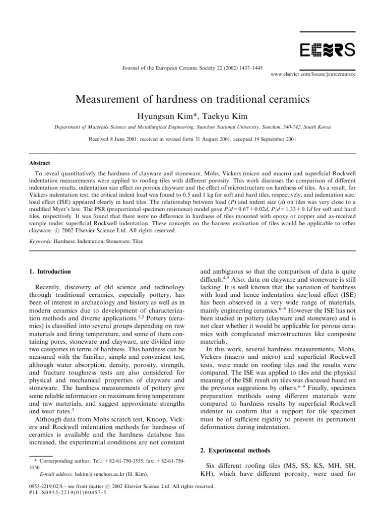 Measurement of Hardness On Traditional Ceramics | PDF