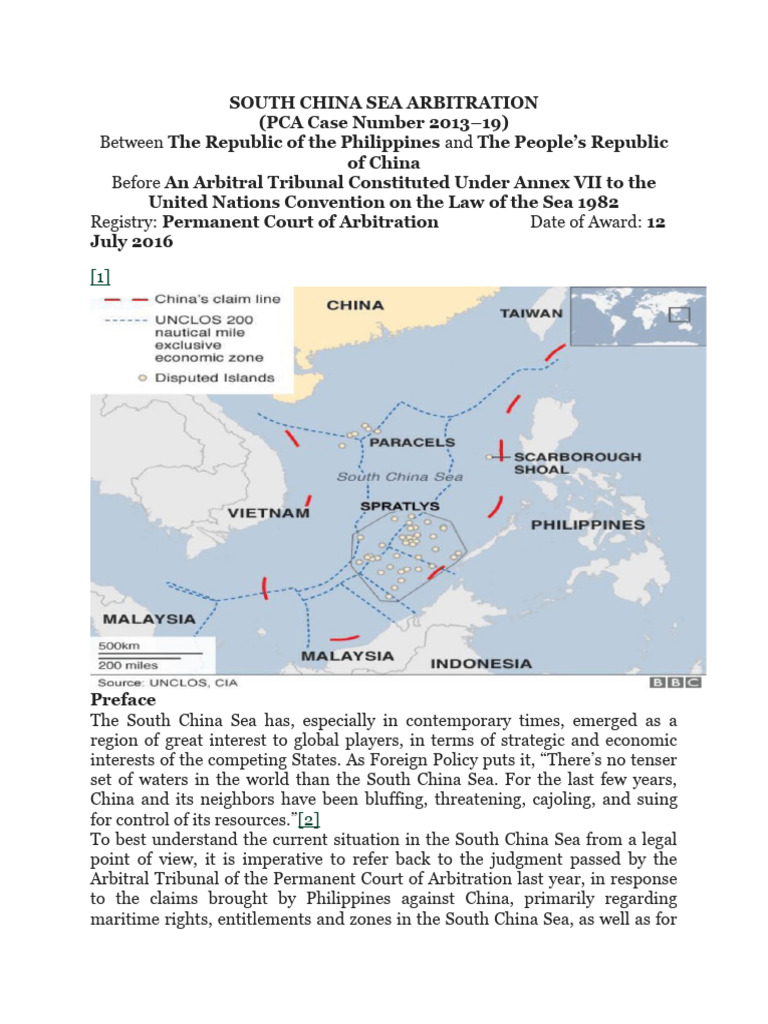 South China Sea Arbitration Overview | PDF | South China Sea | Arbitration