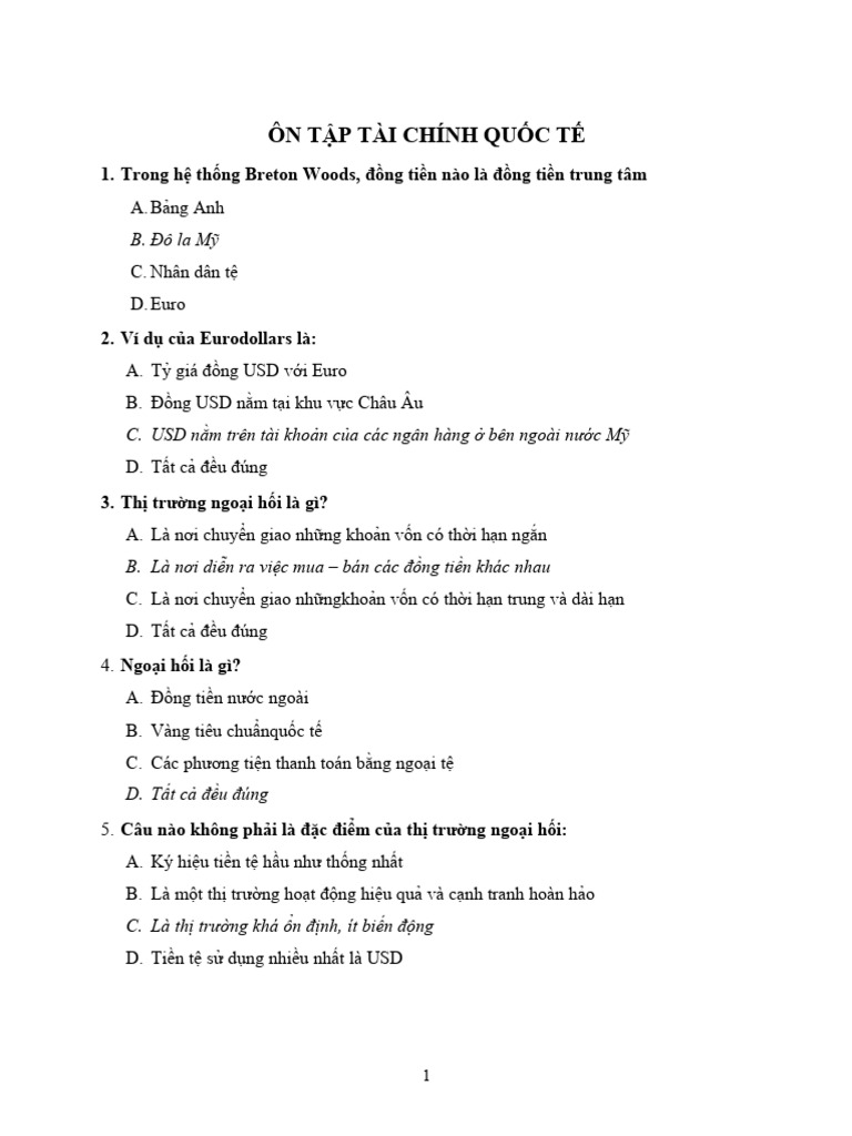 ÔN TẬP TRẮC NGHIỆM TCQT | PDF