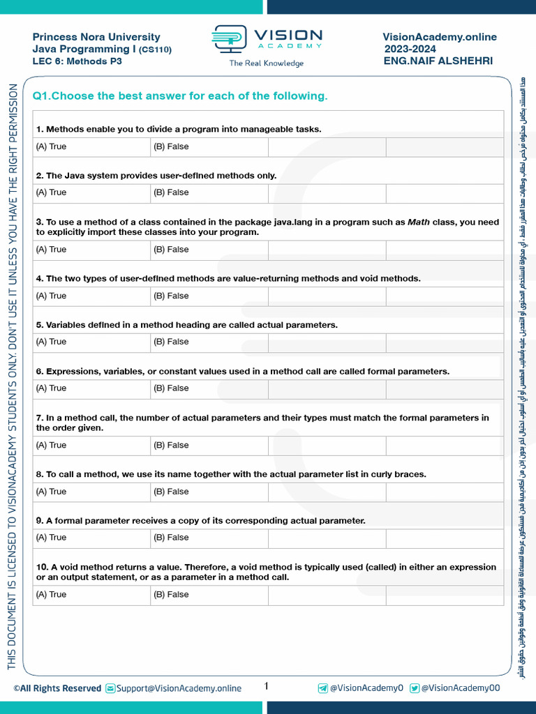 Q1choose The Best Answer For Each Of The Following Pdf Parameter 9311