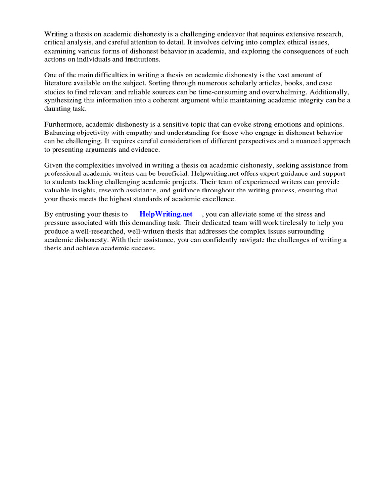 Academic Dishonesty Thesis | PDF | Academic Dishonesty | Plagiarism