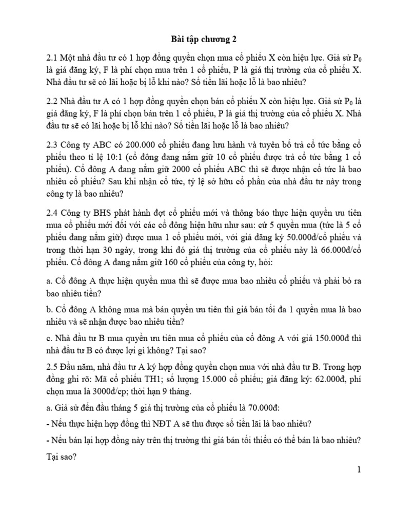 Bài tập TTCK.C2-3 | PDF