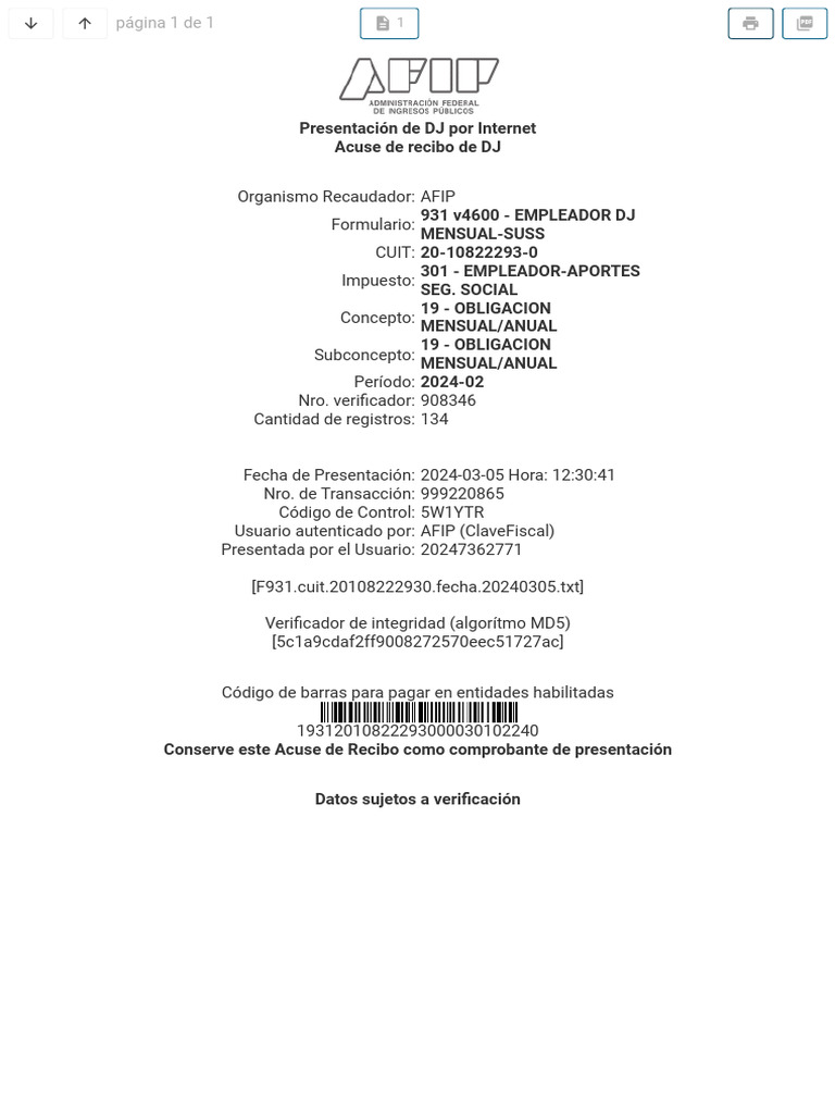 AFIP-Presentación de DDJJ y Pagos | PDF