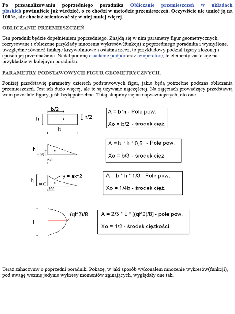 Obliczanie Przemieszczeå - Dodatek | PDF