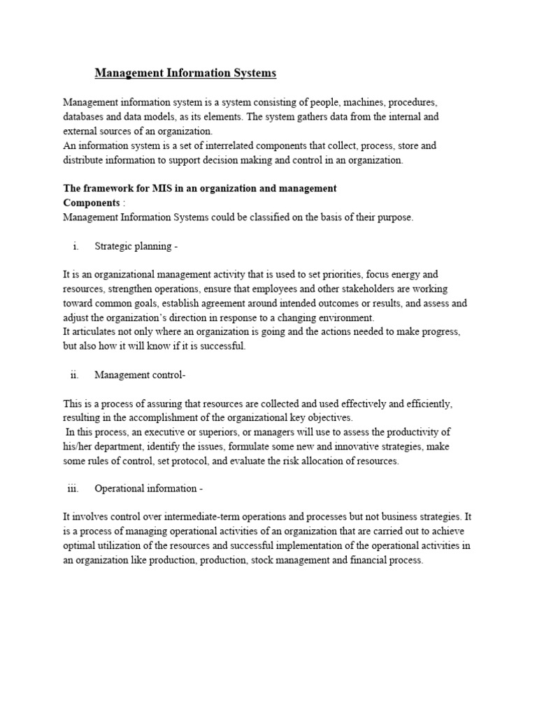 Overview of Management Information Systems | PDF