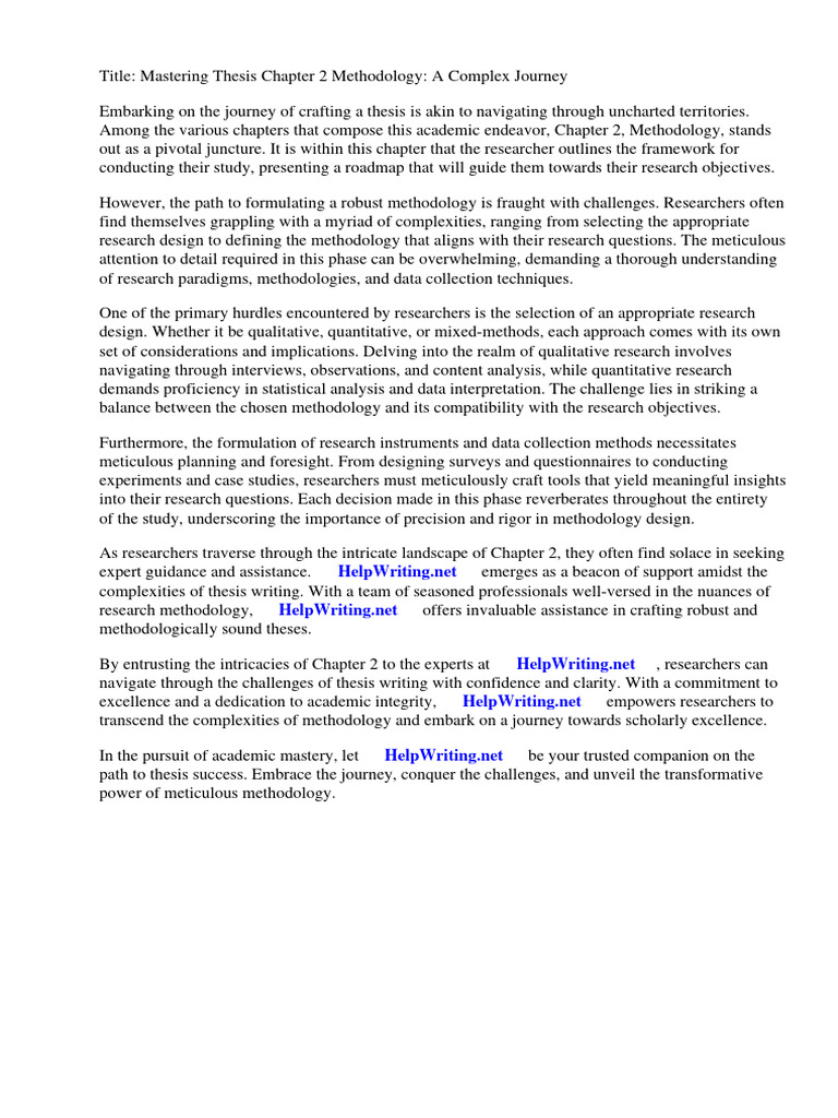 Thesis Chapter 2 Methodology | PDF | Methodology | Thesis
