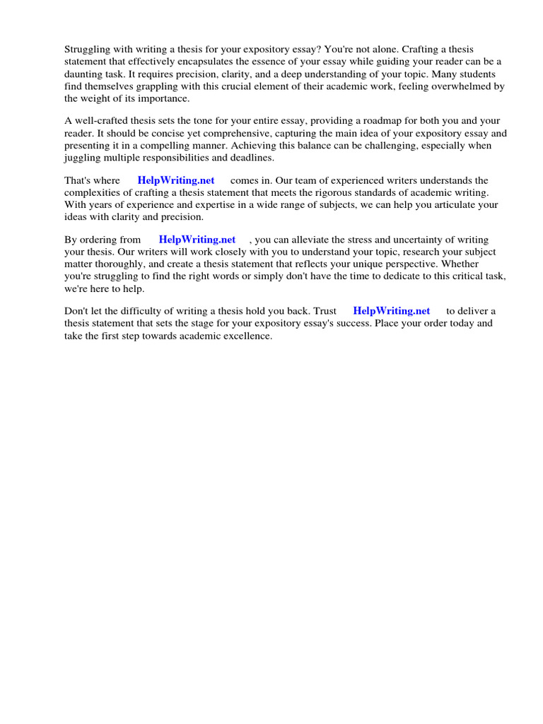 Thesis For Expository Essay Examples | PDF | Career & Growth