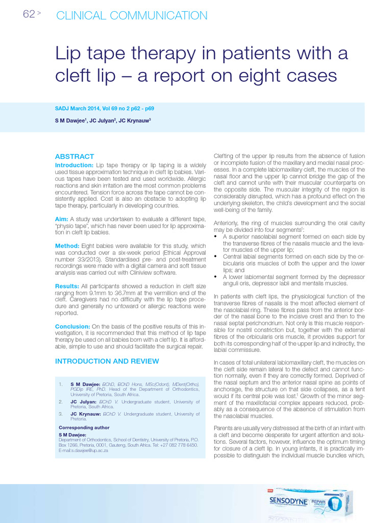 Taping Cleft Lip | PDF | Physical Therapy | Lip