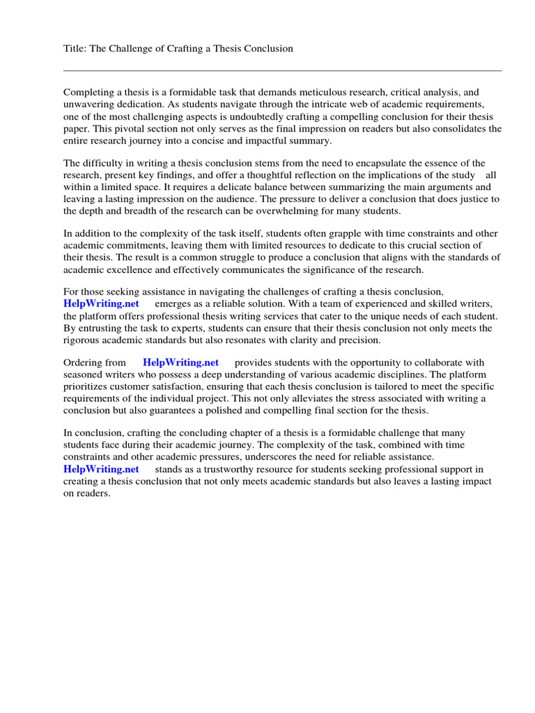 Example Conclusion of A Thesis Paper | PDF | Essays | Thought