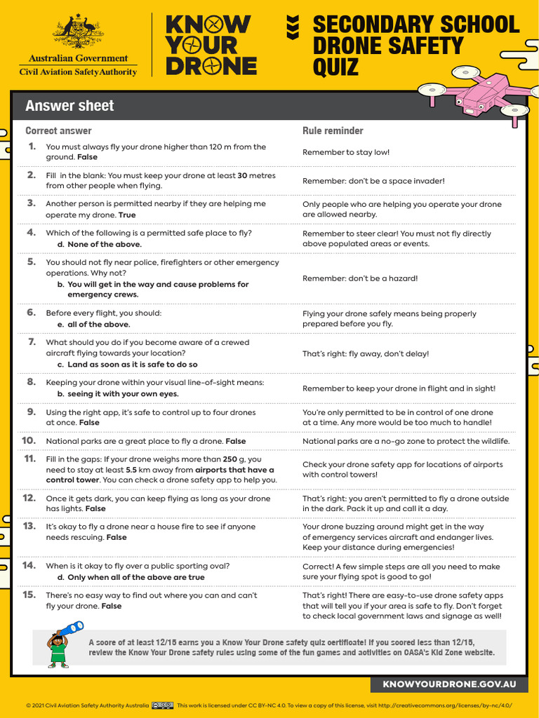 Drone Safety Quiz Answers | PDF