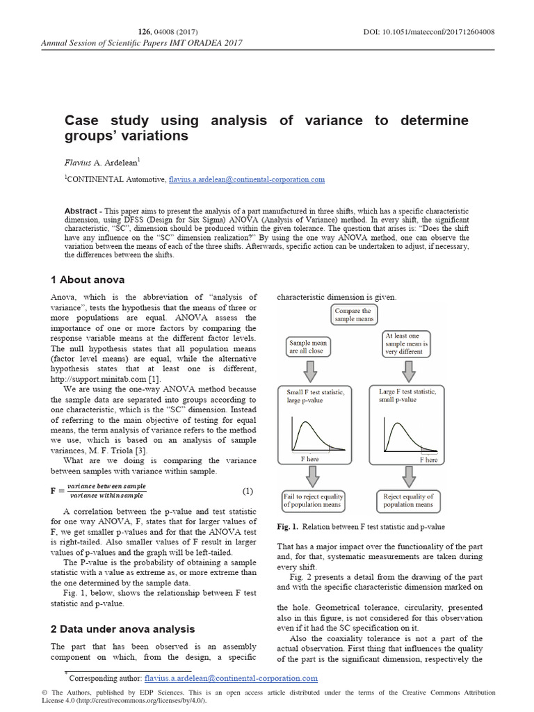 Case Study Using Analysis of Variance To Determine | PDF
