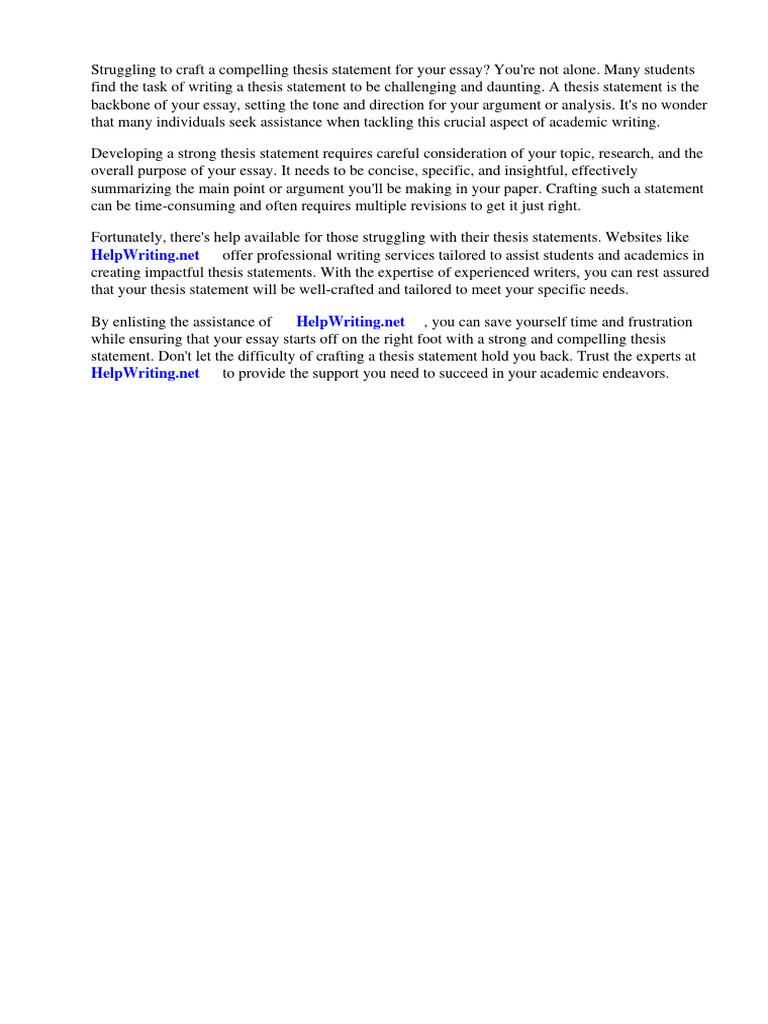 Examples of A Thesis Statement in An Essay | PDF | Essays | Thesis