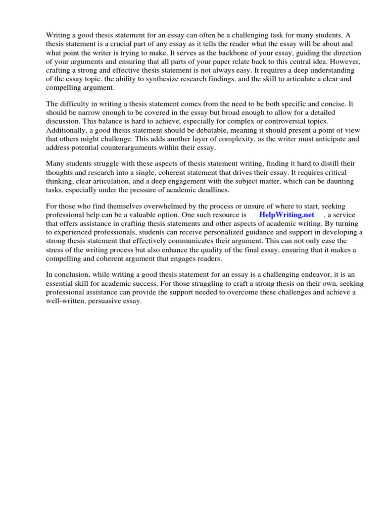 How To Write A Good Thesis Statement For An Essay | PDF | Essays | Thesis