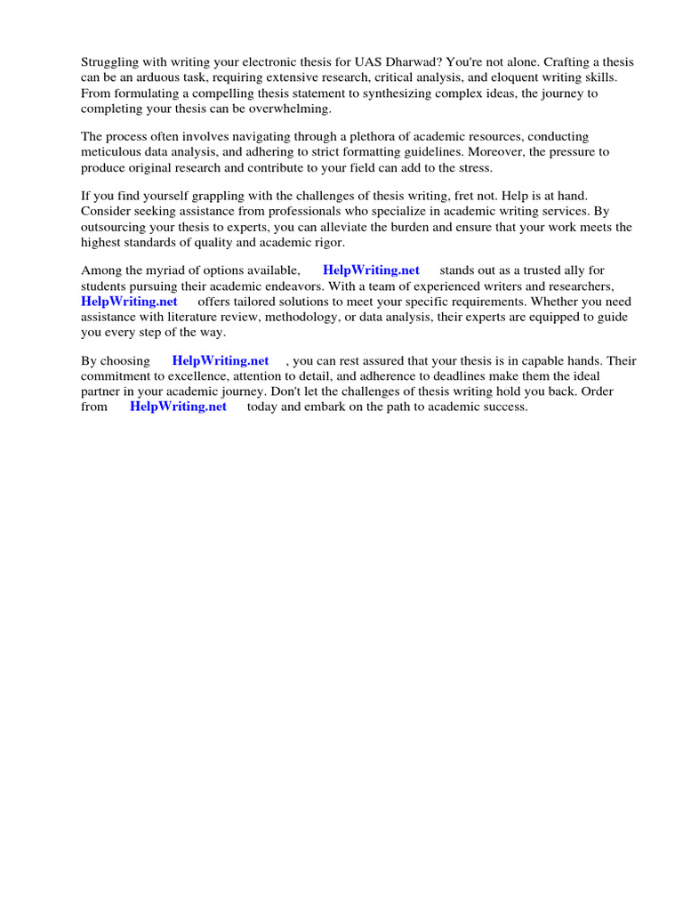 Electronic Thesis Uas Dharwad | PDF