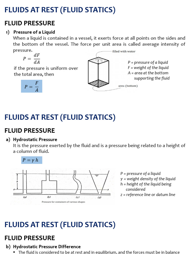 Lecture-2.-Fluid-Statics | PDF | Buoyancy | Pressure