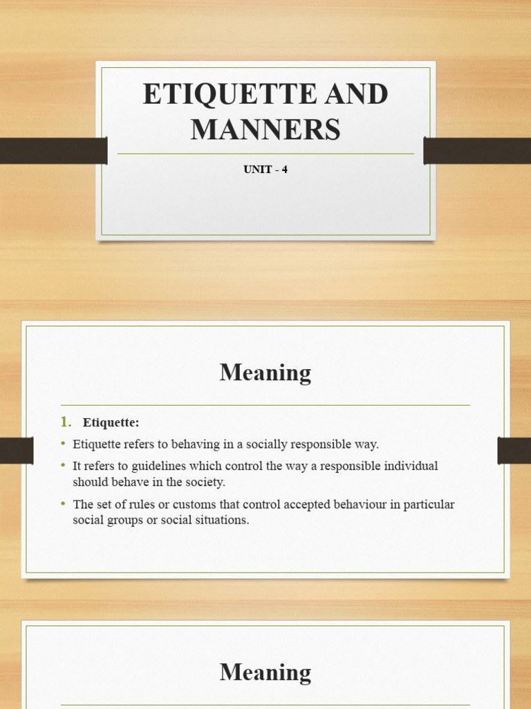 Etiquette and Manners | PDF