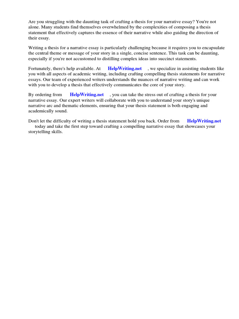 Thesis Builder For Narrative Essay | PDF
