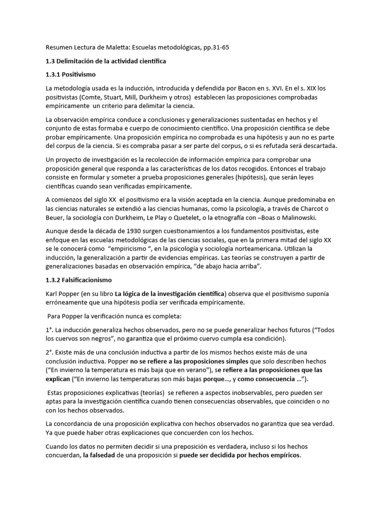 Resumen Lectura de Maletta | PDF | Método científico | Paradigma