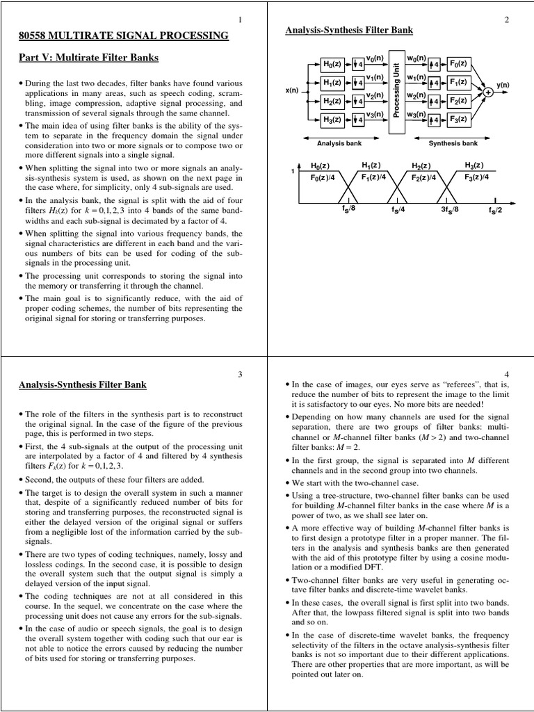 Filter Bank | PDF | Data Compression | Filter (Signal Processing) Filter Bank | PDF | Data Compression | Filter (Signal Processing)