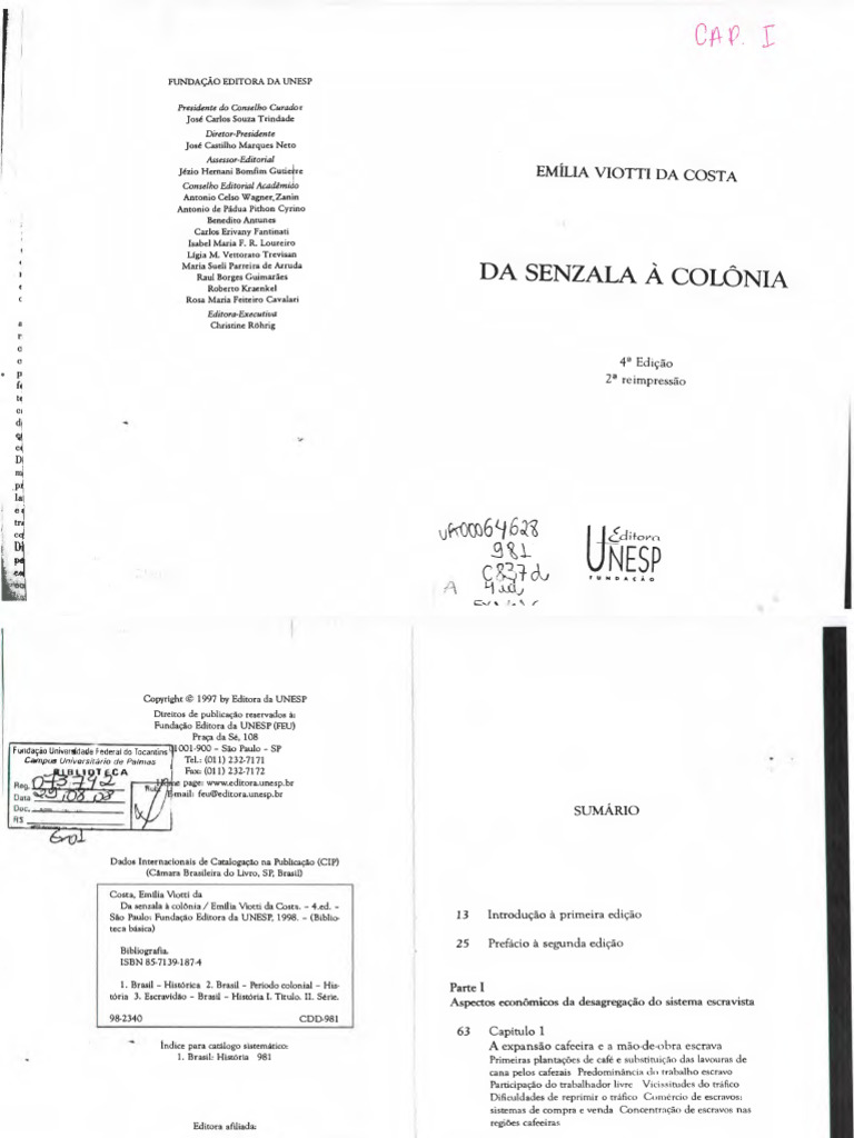 Emilia Viotti Da Costa. Da Senzala À Colônia | PDF