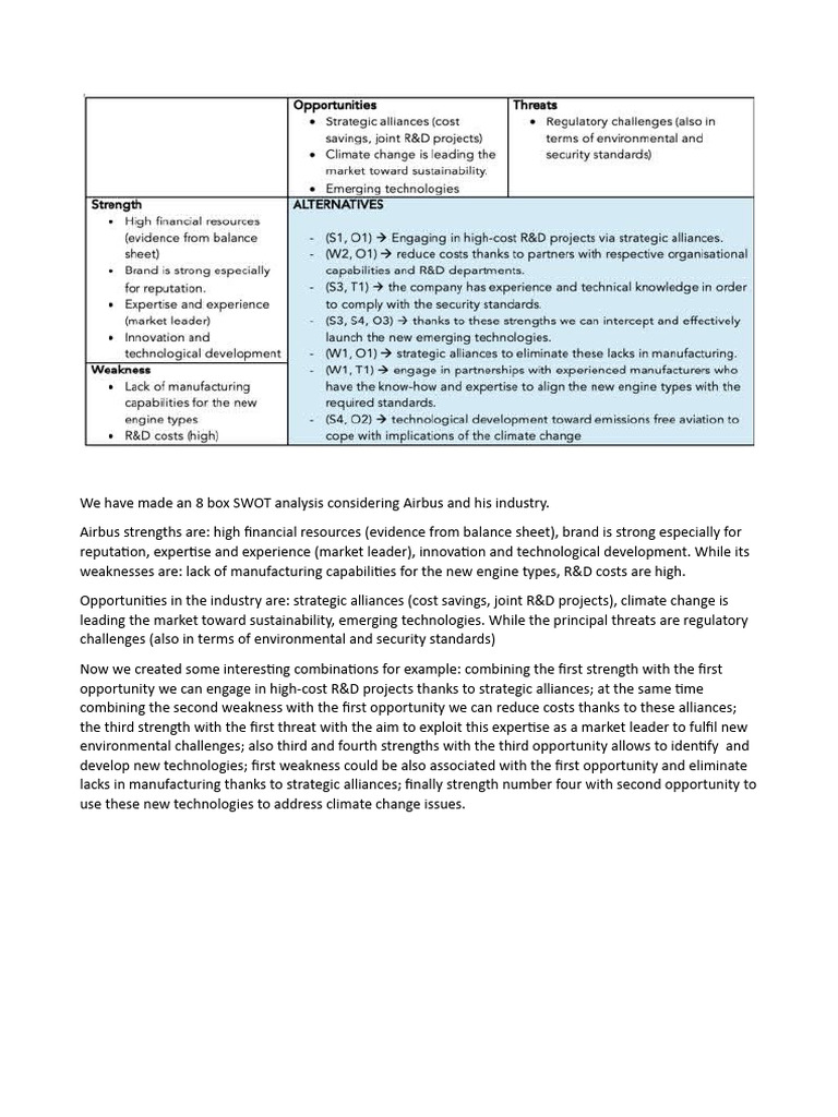 8 Box SWOT Analysis Airplane Industry | PDF | Swot Analysis | Research ...