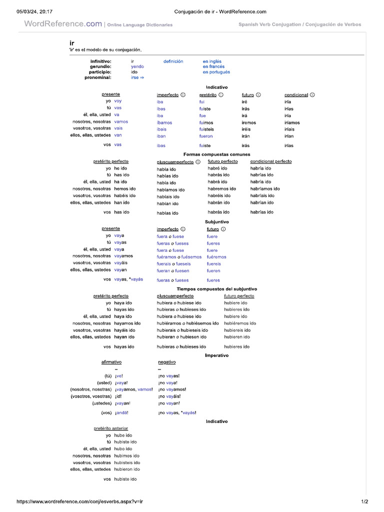 El Verbo Ir | PDF