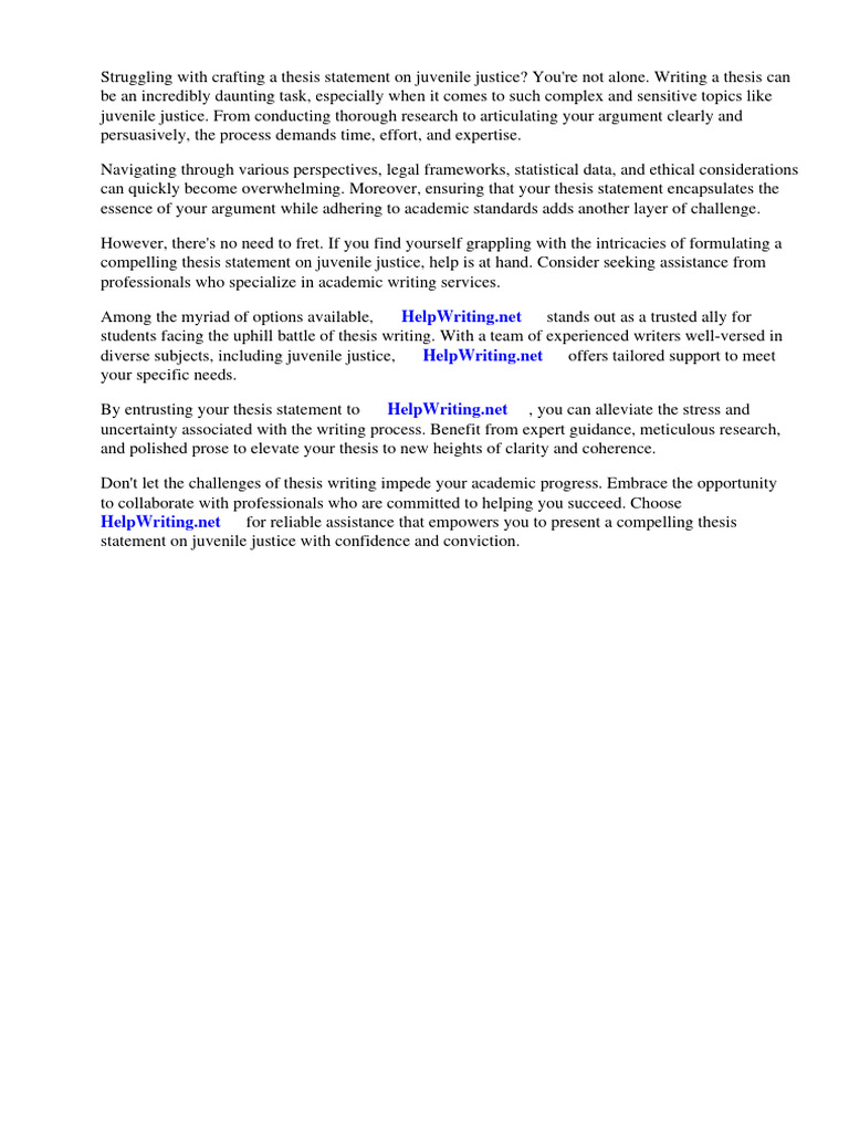Thesis Statement Juvenile Justice | PDF | Juvenile Delinquency ...