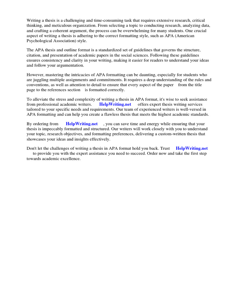 Apa Thesis and Outline Format | PDF | Apa Style | Thesis