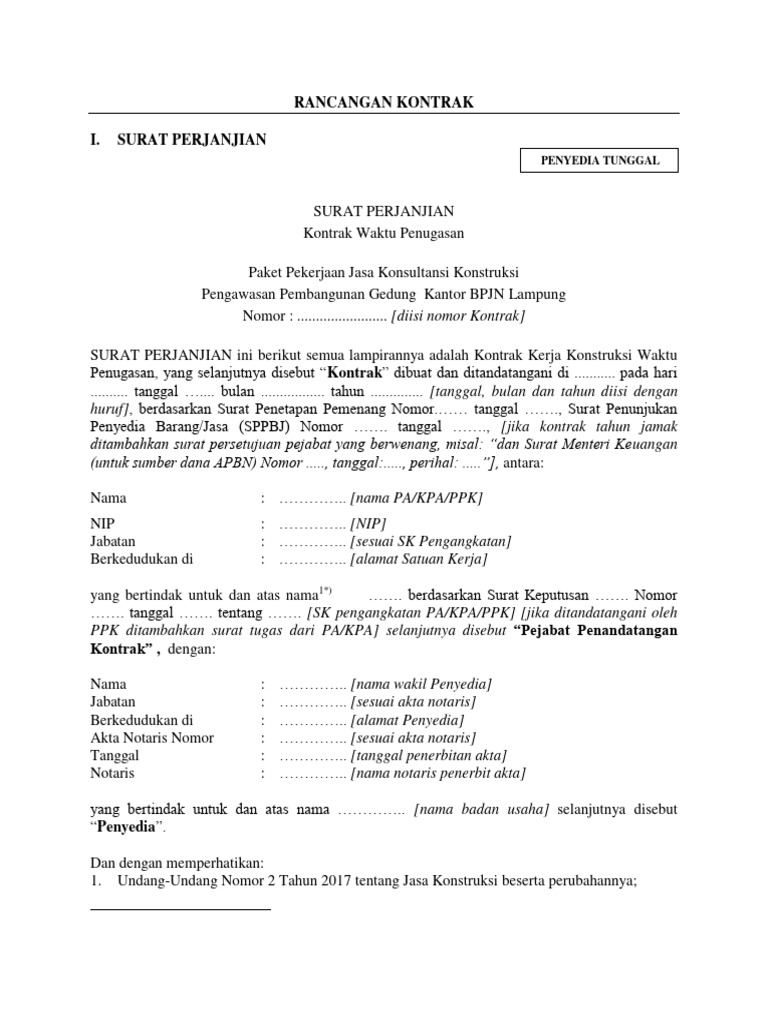 RANCANGAN KONTRAK Pengawasan | PDF