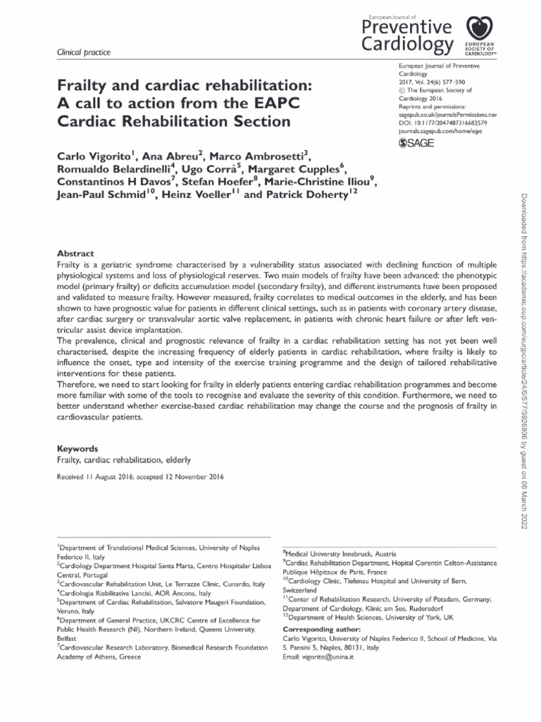 Frailty and Cardiac Rehabilitation | PDF