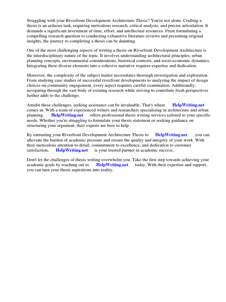 Riverfront Development Architecture Thesis | PDF | Thesis | Expert
