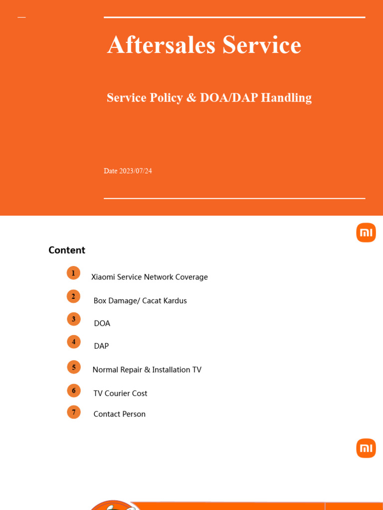 After Sales Service Policy - July 2023 | PDF