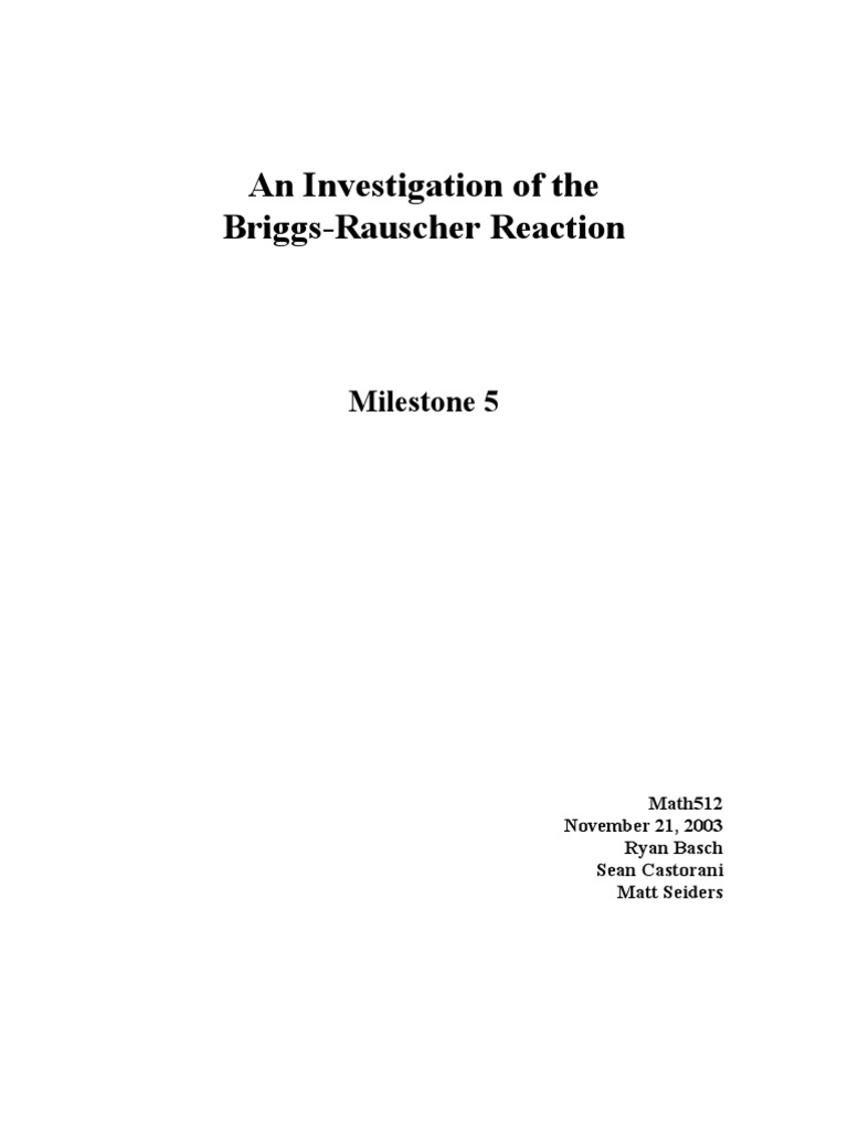 Oscillating Reaction Briggs Math | PDF | Experiment | Mole (Unit)