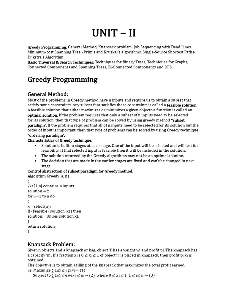 Design And Analysis Of Algorithms Daa Unit Ii Pdf Mathematical Analysis Mathematical Logic