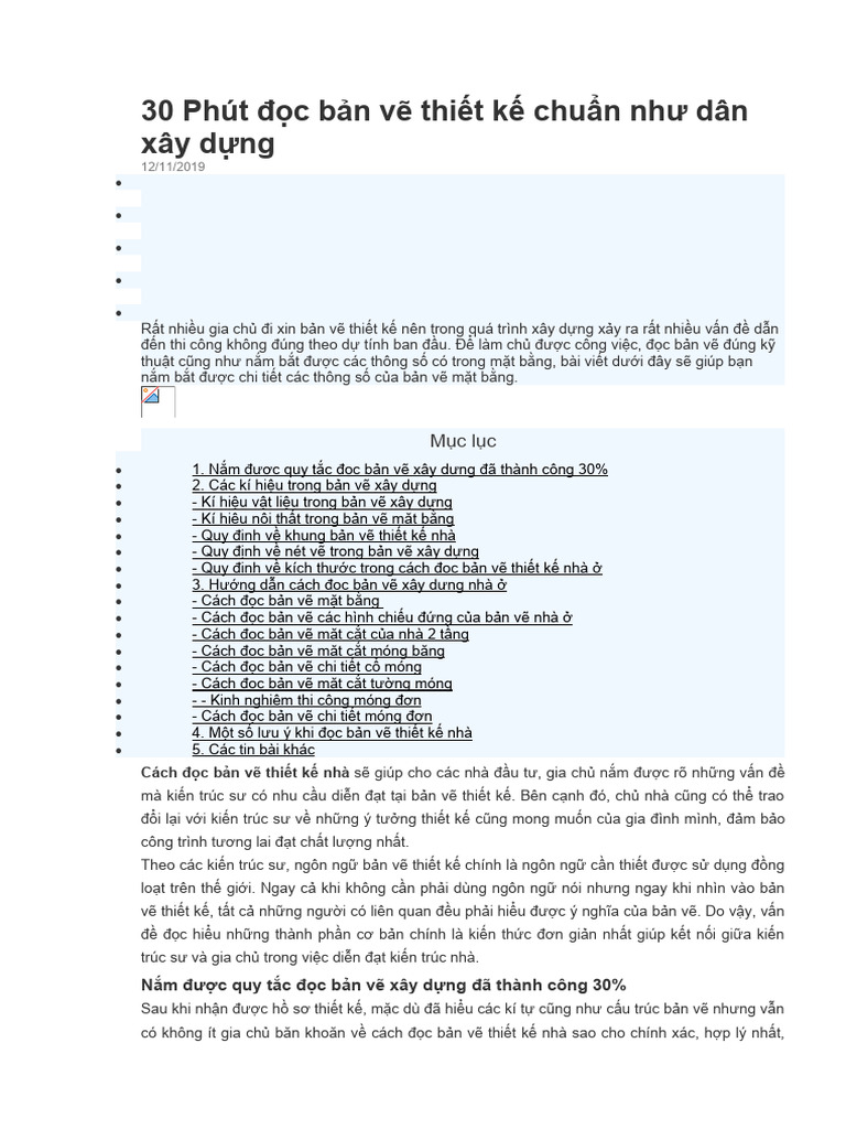 30 Phút đọc bản vẽ thiết kế chuẩn như dân xây dựng | PDF