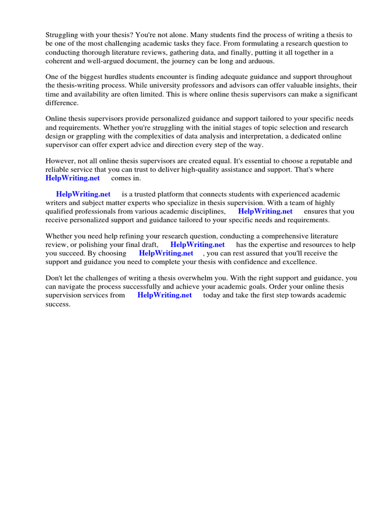 Online Thesis Supervisor | Download Free PDF | Thesis | Doctor Of ...