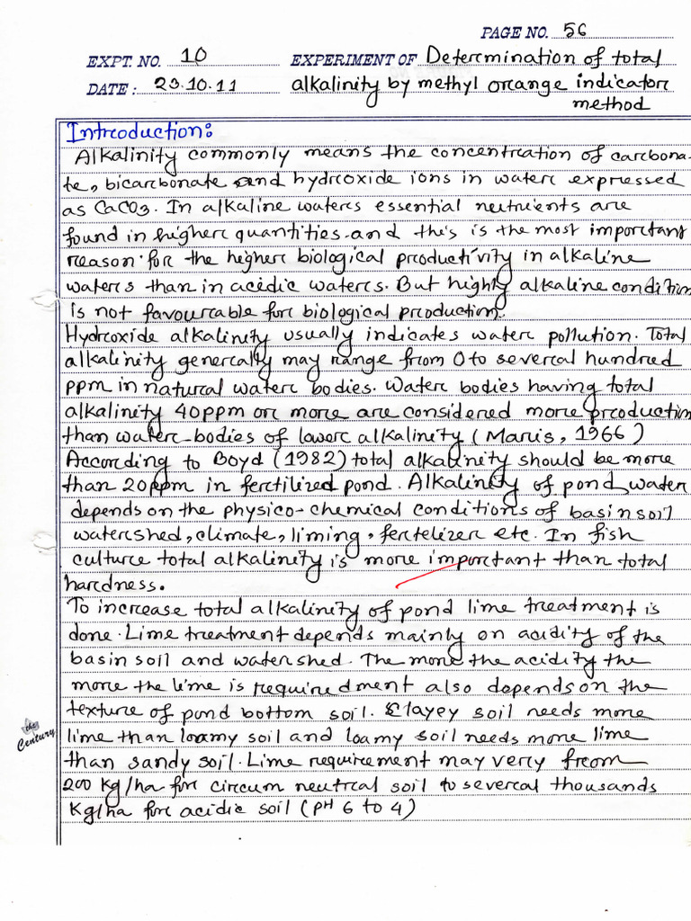Limnology-Lab-10 - Total Alkalinity Measurement | PDF