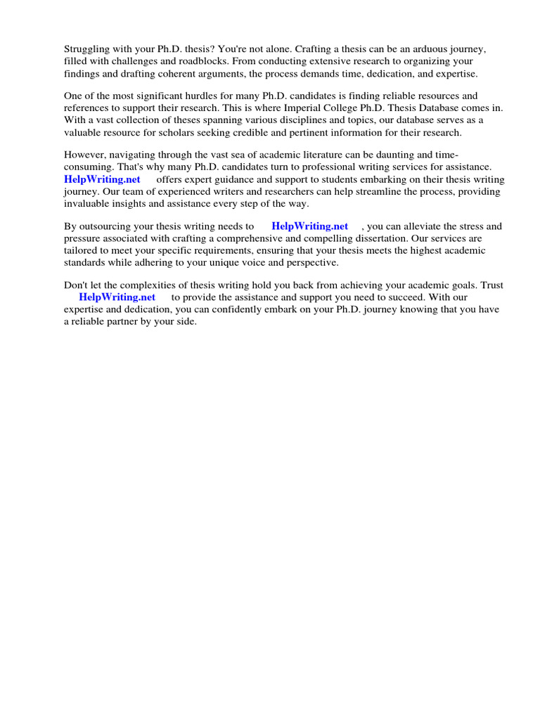 Imperial College Phd Thesis Database | PDF