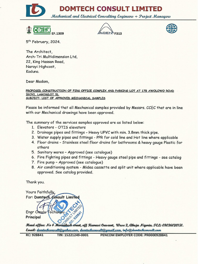 Lists of Approved Mech Material Samples | PDF