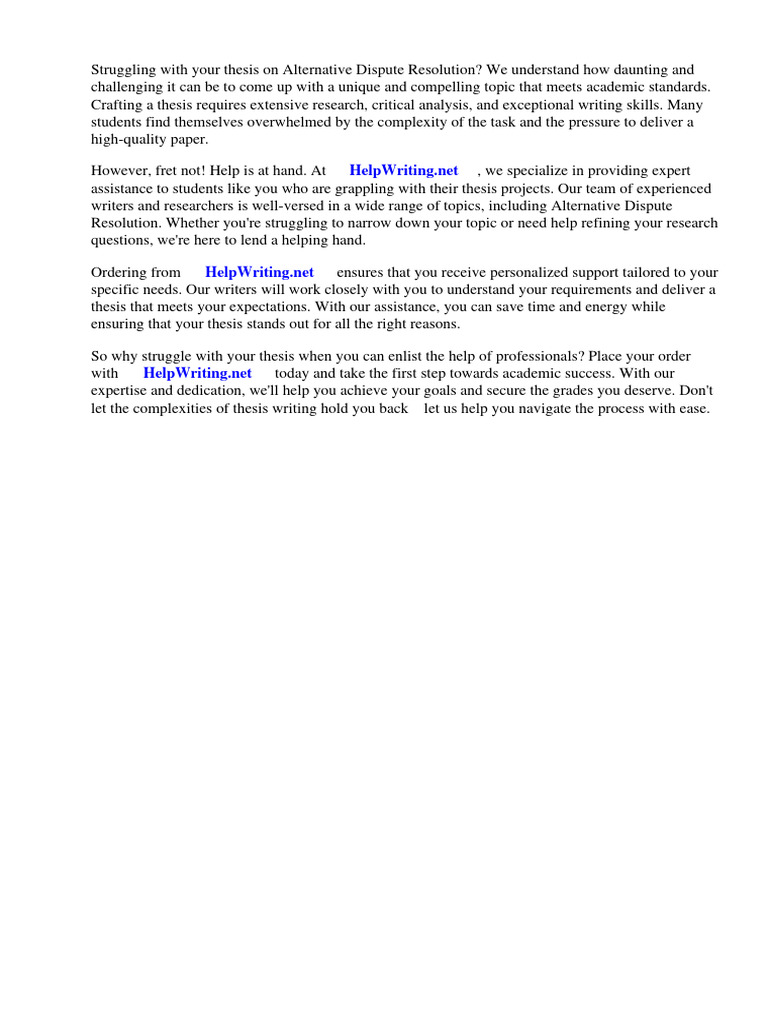 Alternative Dispute Resolution Thesis Topics | PDF