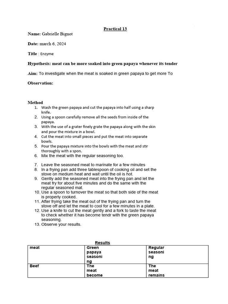 BIO Practical 13 Planning and Designing | PDF | Meat | Food Ingredients