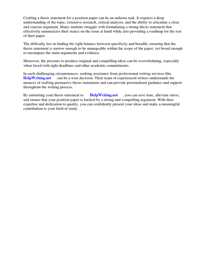Thesis Statement Examples for Position Paper | PDF | Essays | Thesis