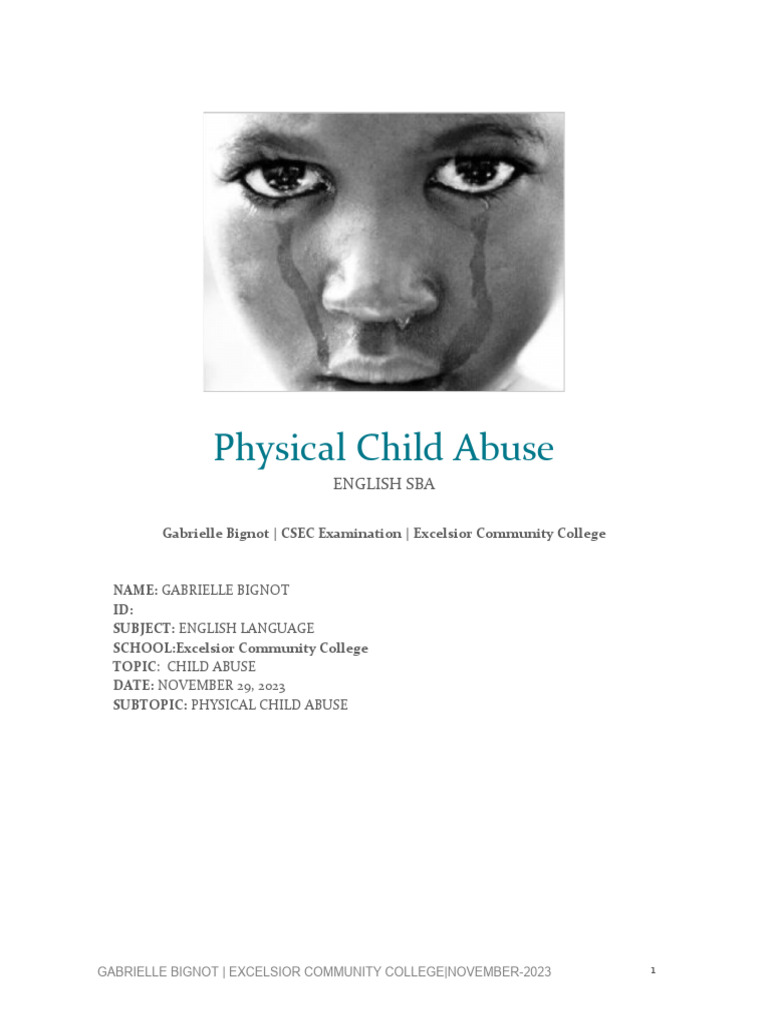 Physical Child Abuse ENGLISH SBA Project 28112023 | Download Free PDF ...