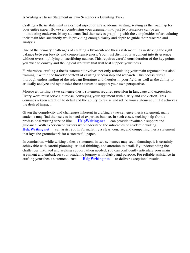Can Thesis Statement Be Two Sentences | PDF | Essays | Thesis