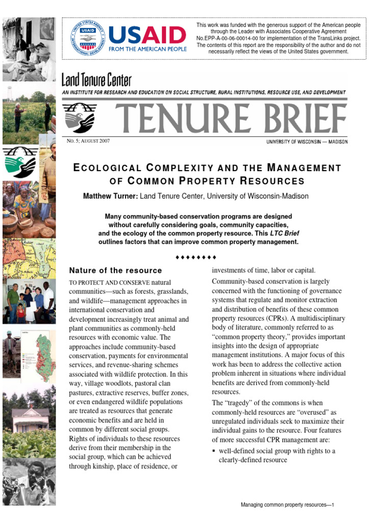 !ltcbrief5-Management of Common Property Resources | PDF | Conservation ...