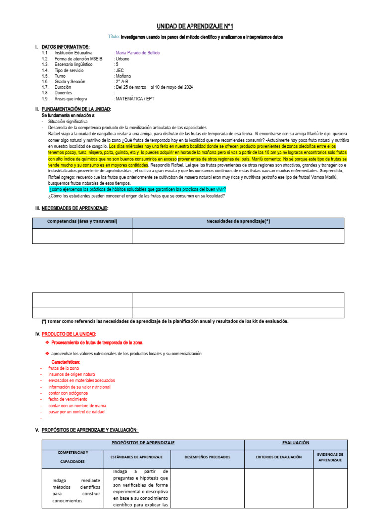 Esquema de Unidad de Aprendizaje 2024 MPB | Descargar gratis PDF | Evaluación | Importar