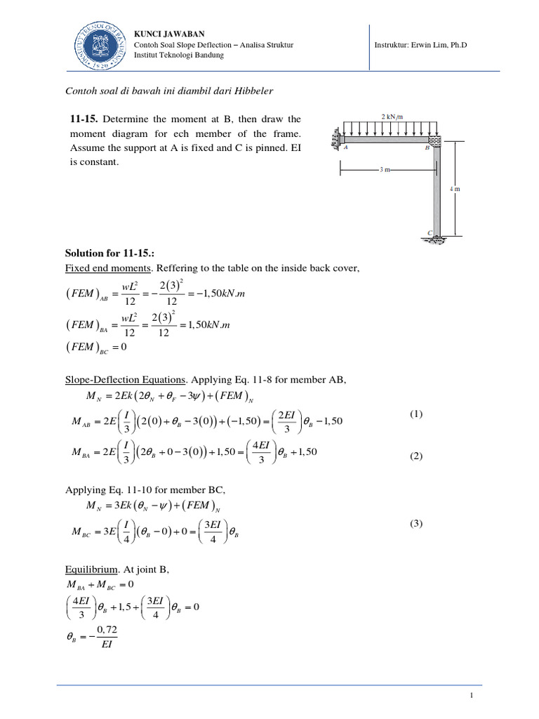 9e. Re - Tambahan Contoh Soal - Slopde Deflection Dan Moment Distribution | PDF | Applied And ...