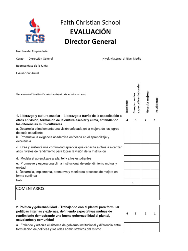 1 Instrumentos de Evaluaci - N-Formulario Evaluaci - N de Desempe - o DG | PDF